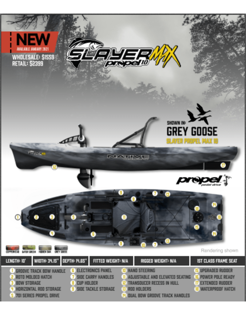 Slayer MAX 10 Propel mit Drehsitz und Springblade Rudder – Native ...